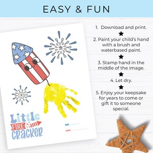 Printable Retro 4th of July Handprint Art Craft, Independence Day Baby ...
