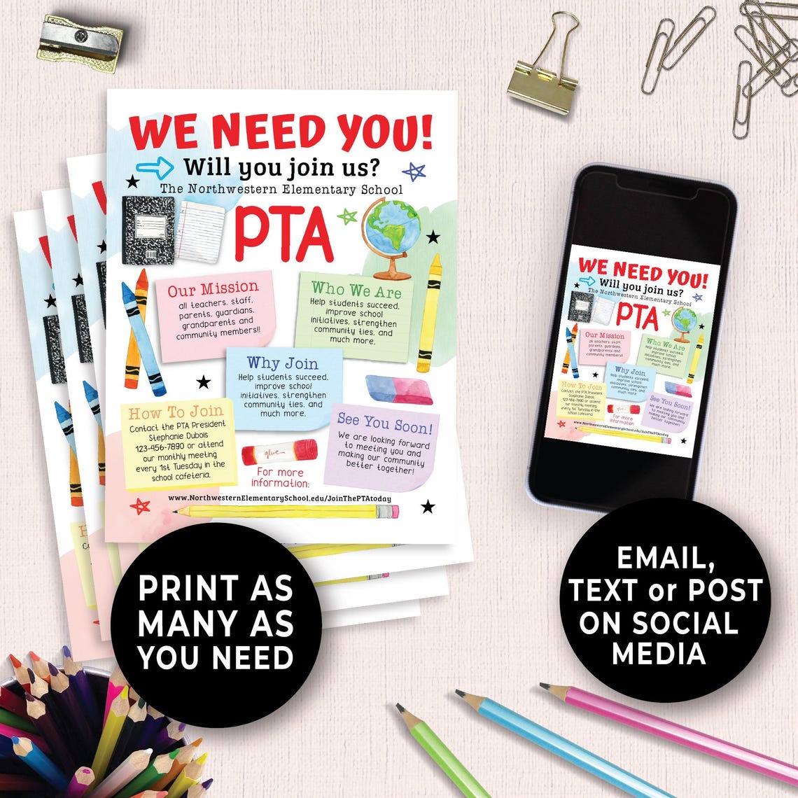 Editable PTO PTA Membership Drive Flyer, PTA Membership Form, Pta Sign ...