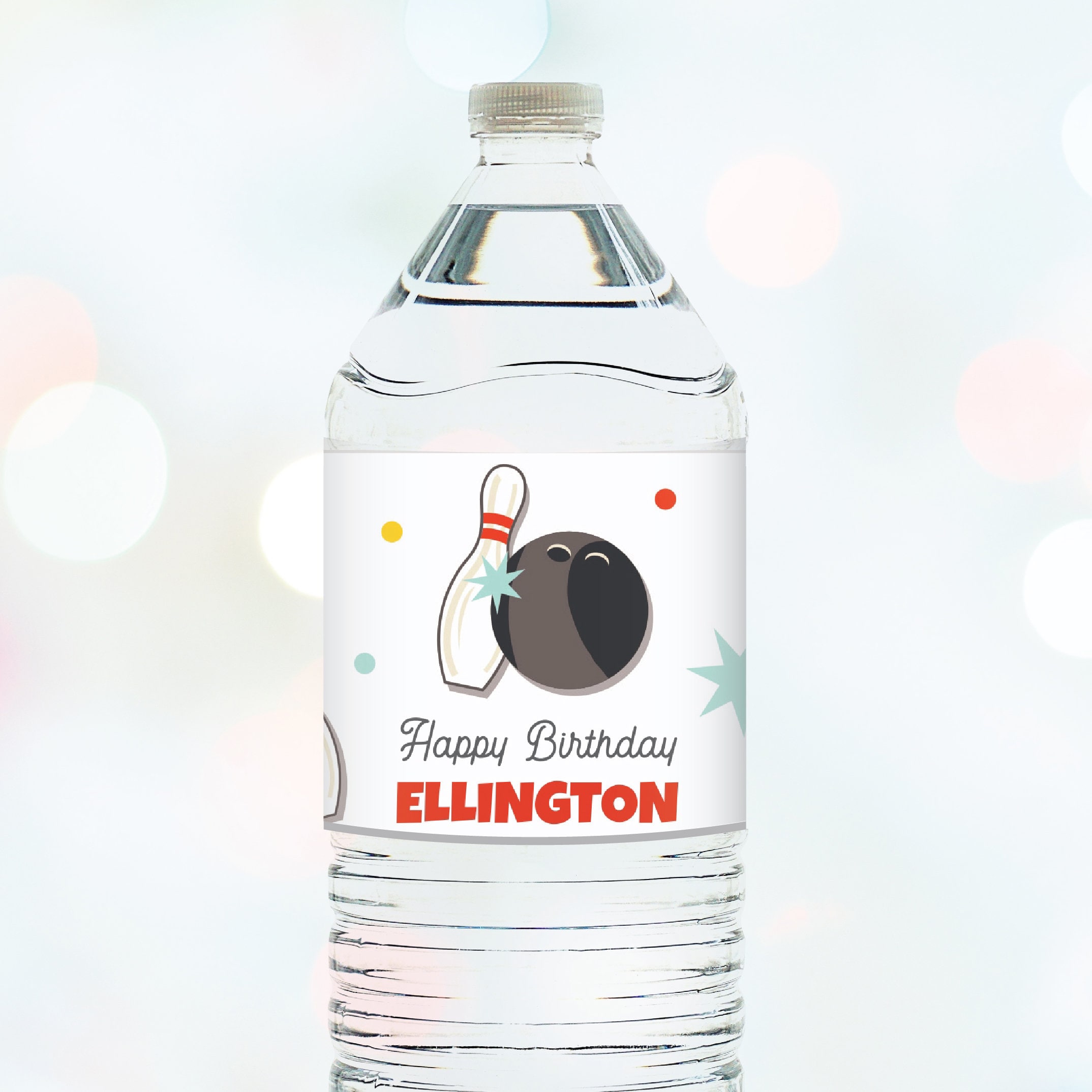 Editable Water Bottle Label Bowling Birthday Favor, Download Strike up ...