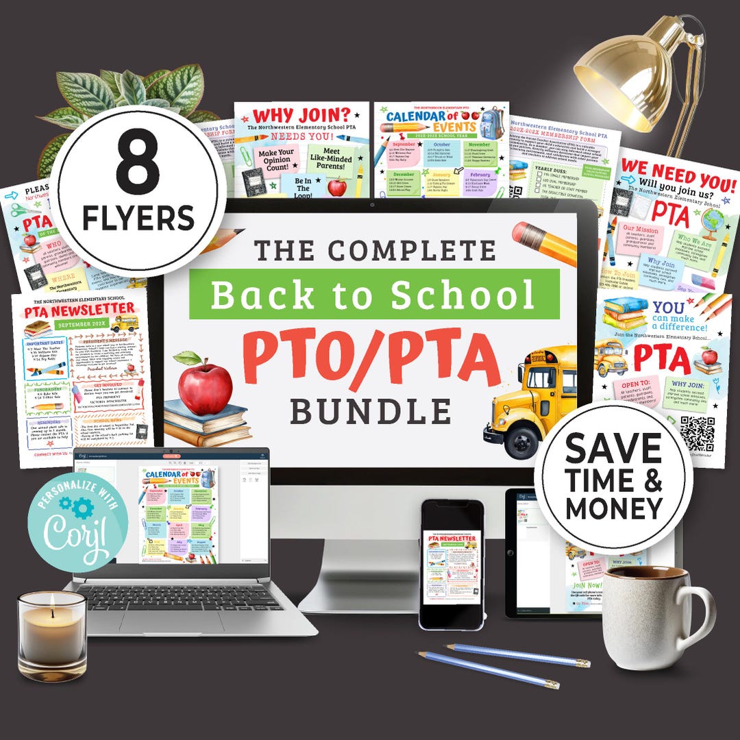 Editable PTO PTA Flyer Bundle Includes Newsletter, Volunteer ...