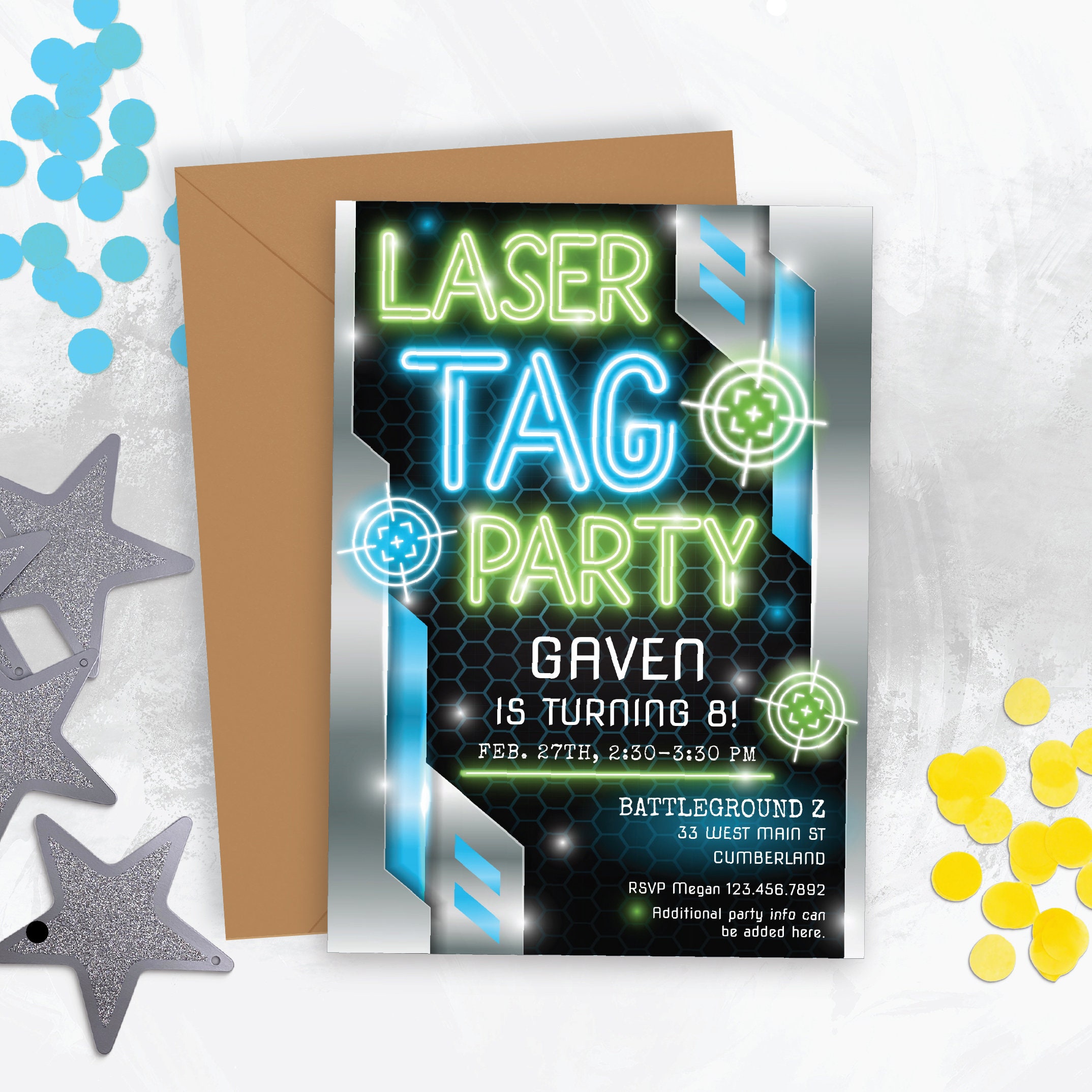 Editable Template Laser Tag Birthday Party Invitations for - Etsy
