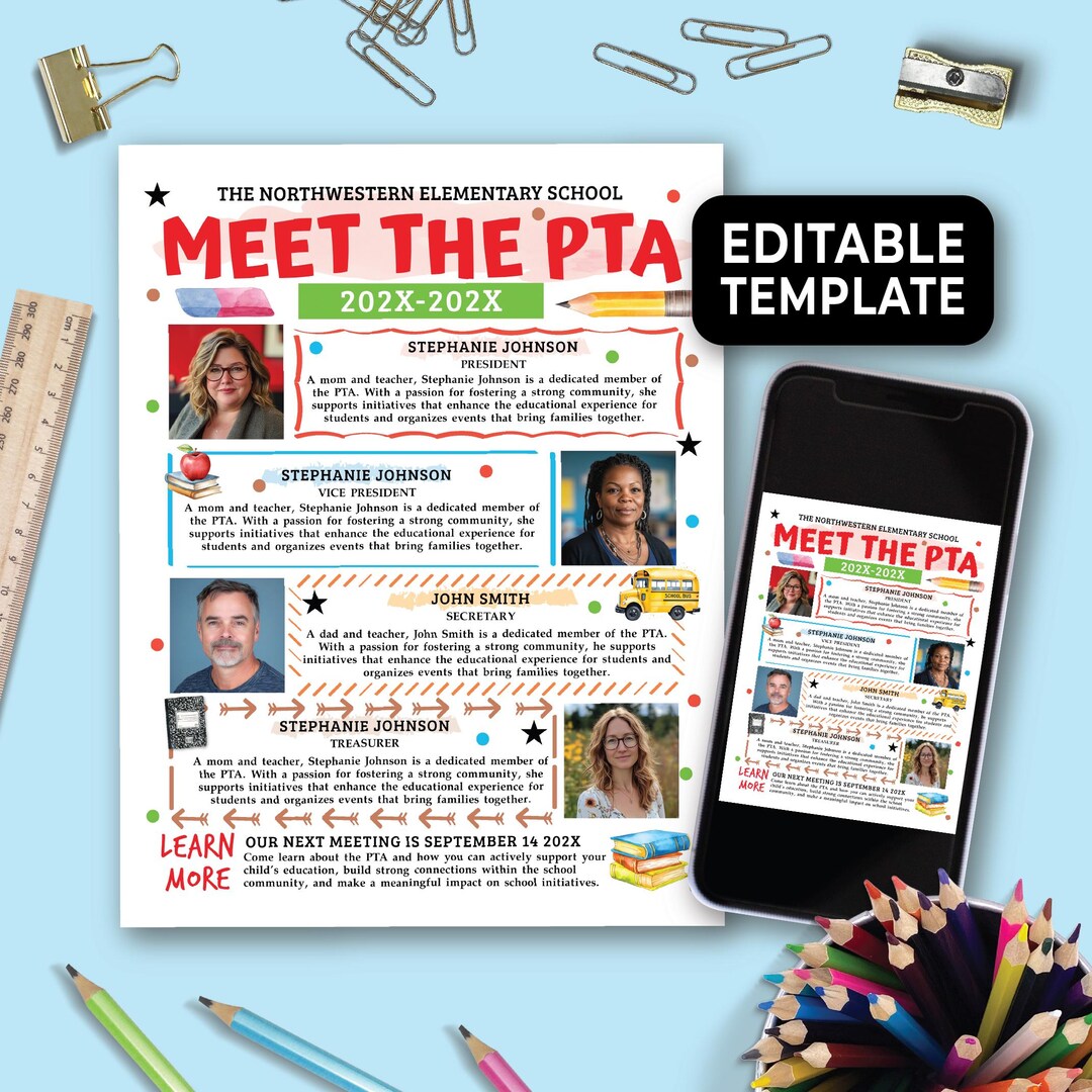 Editable Meet the PTA Flyer, Meet the PTO Form, Meet the Parent Teacher ...