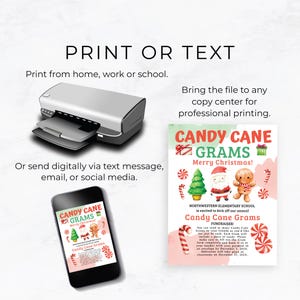 Editable Candy Cane Gram Flyer, Christmas Candy Gram, Christmas Gram ...