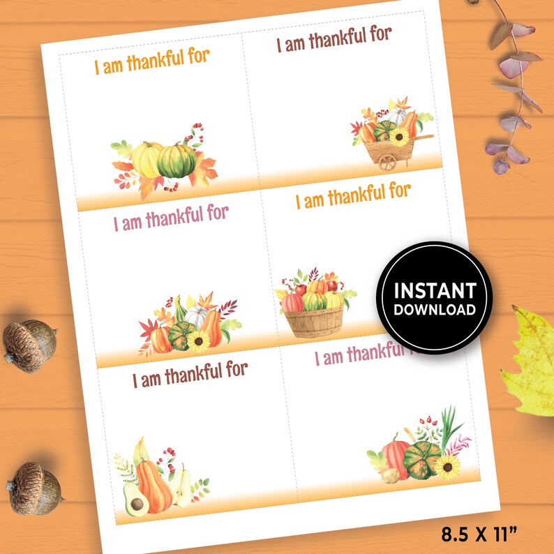 Printable Thanksgiving Gratitude Cards, I Am Thankful for Cards ...