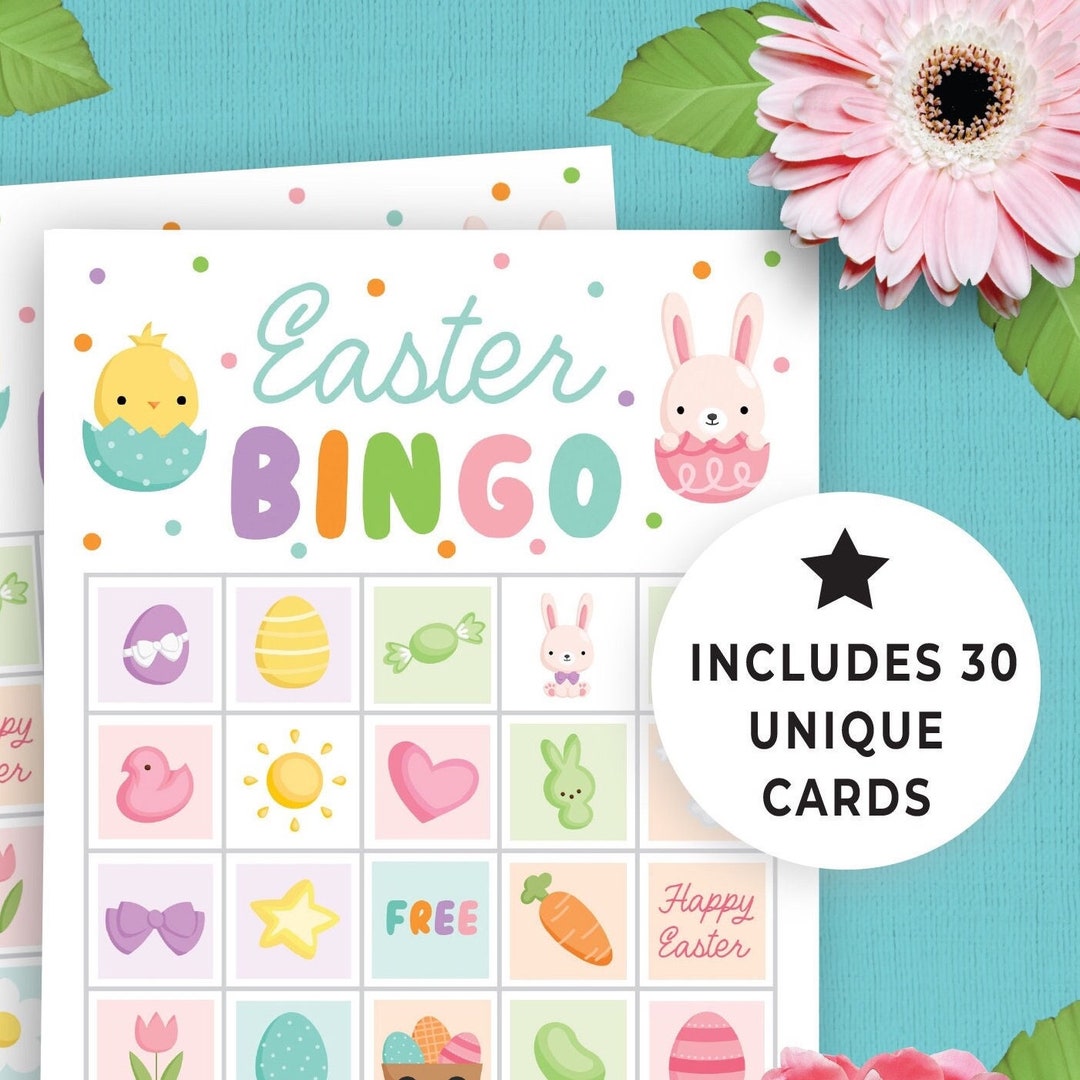 Printable Easter Bingo for Kids, Easter Egg Bingo Game Cards, Happy ...