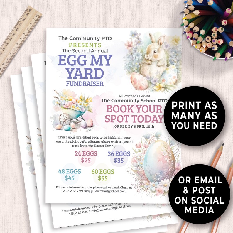 Editable Egg My Yard Flyer, Easter Egg My Yard Printable Fundraiser ...