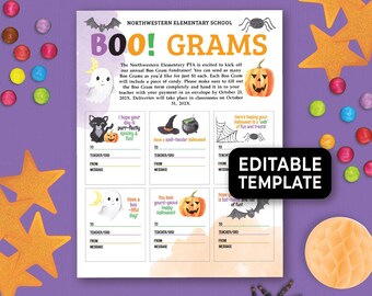 Halloween Candy Gram Printable, Boo Gram, PTO, PTA Fundraiser - Etsy