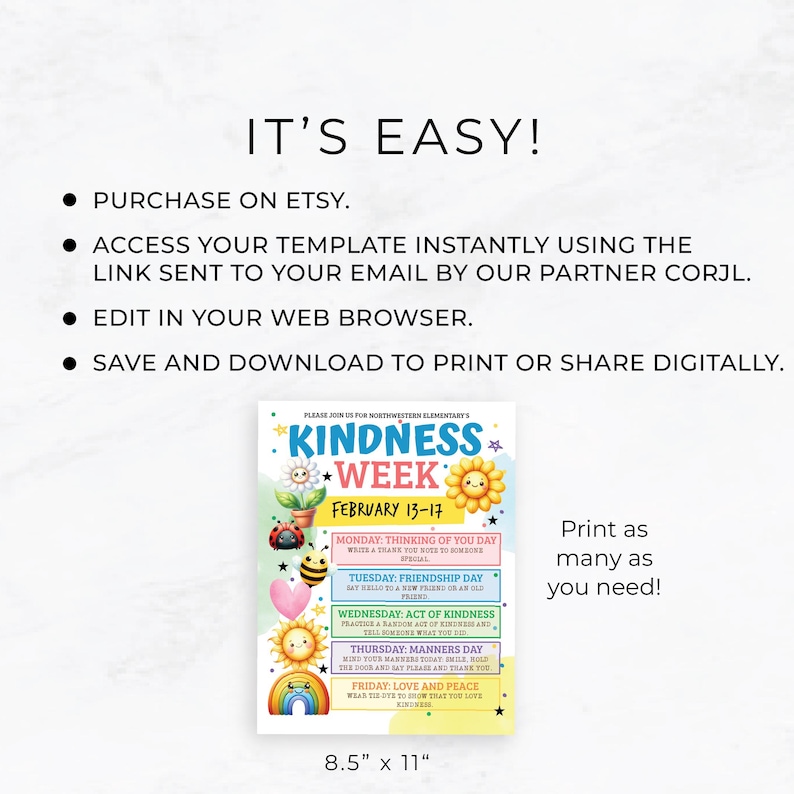 Editable Kindness Spirit Week Flyer, Random Acts of Kindness School ...