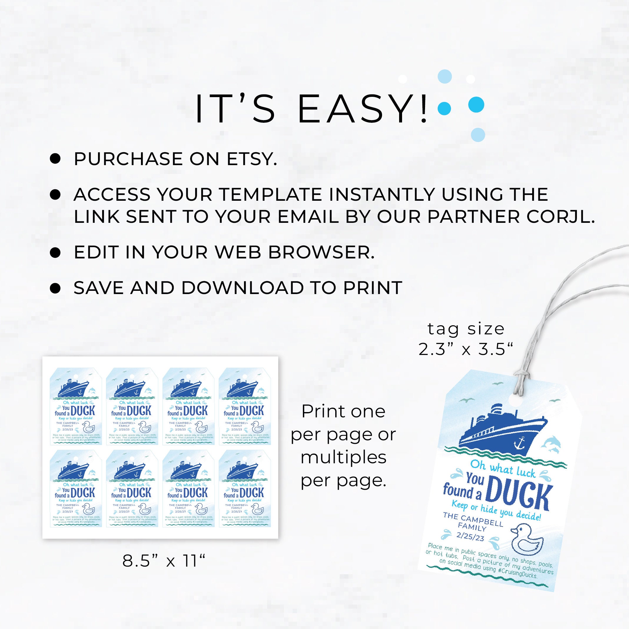 Editable Cruise Ship Duck Tags, Printable Tags for Cruising Ducks, DIY ...