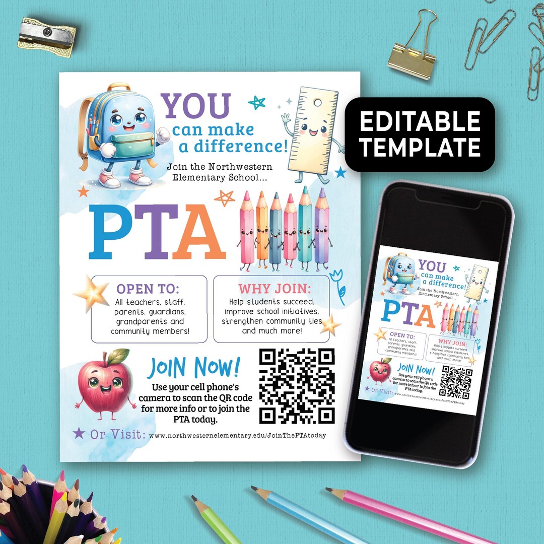 Editable PTO PTA Volunteer Flyer, PTA Membership Form, Pta Sign up ...