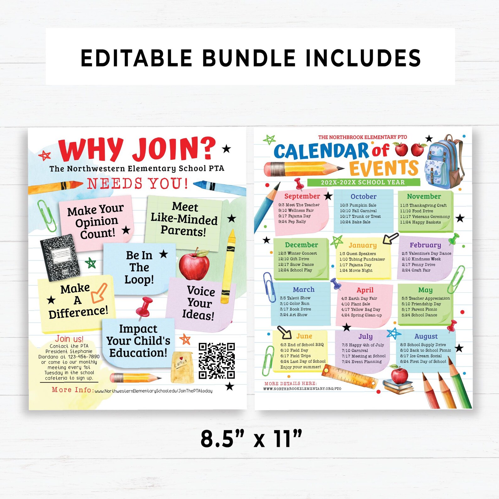 Editable PTO PTA Flyer Bundle Includes Newsletter, Volunteer ...