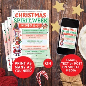 Editable Christmas Spirit Week Flyer, Winter Spirit Week Template ...