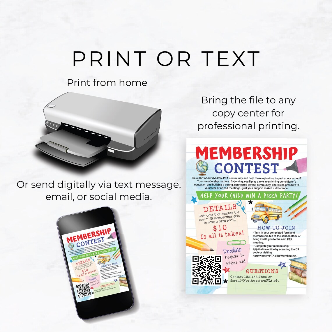 Editable PTO PTA Membership Contest Flyer, PTA Membership Drive Form ...