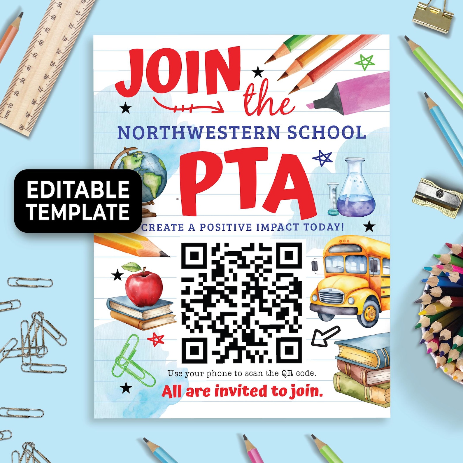 Editable PTO PTA Membership Drive Flyer, PTA Membership Form, Pta Sign ...