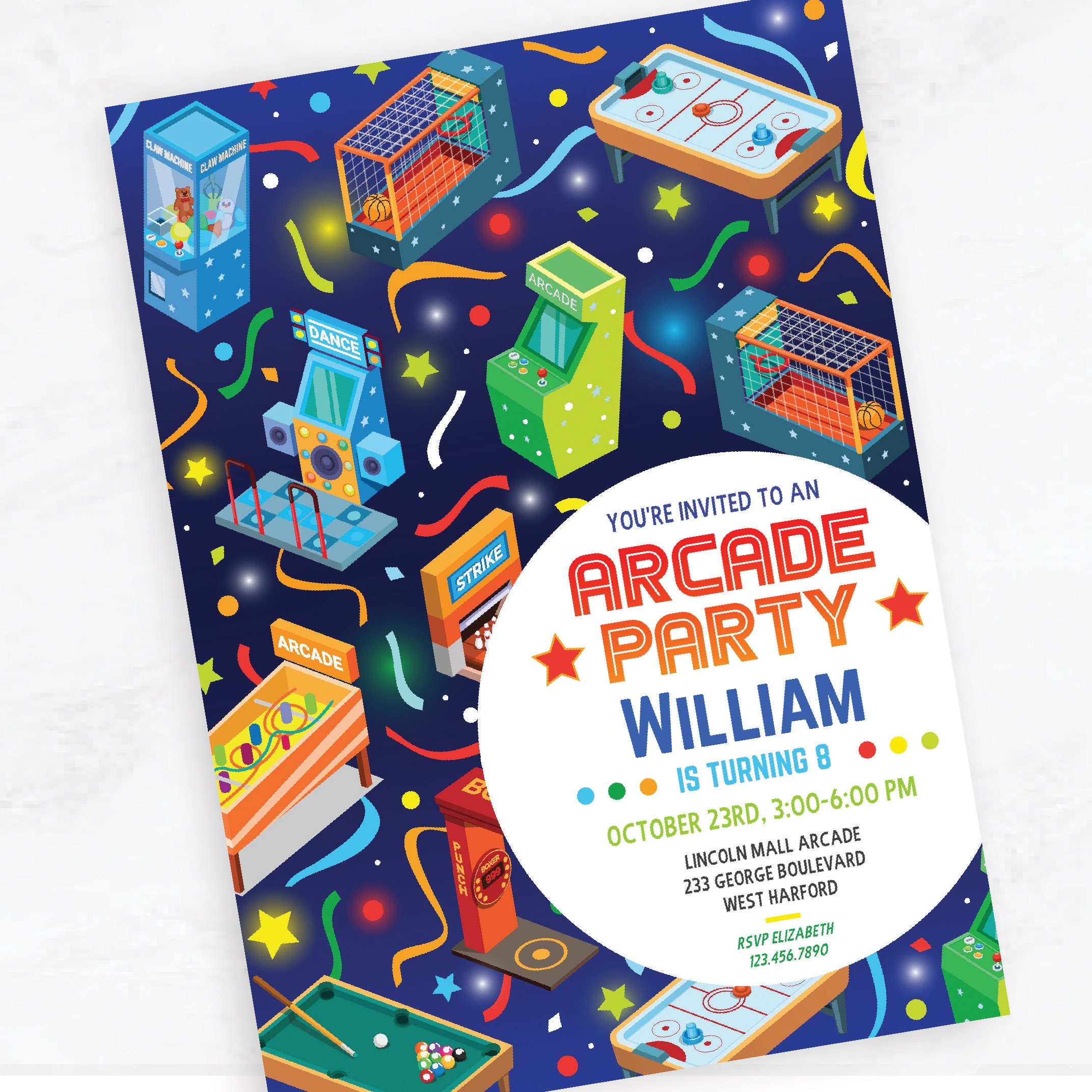 Editable Arcade Birthday Invitation Download Boys Arcade - Etsy