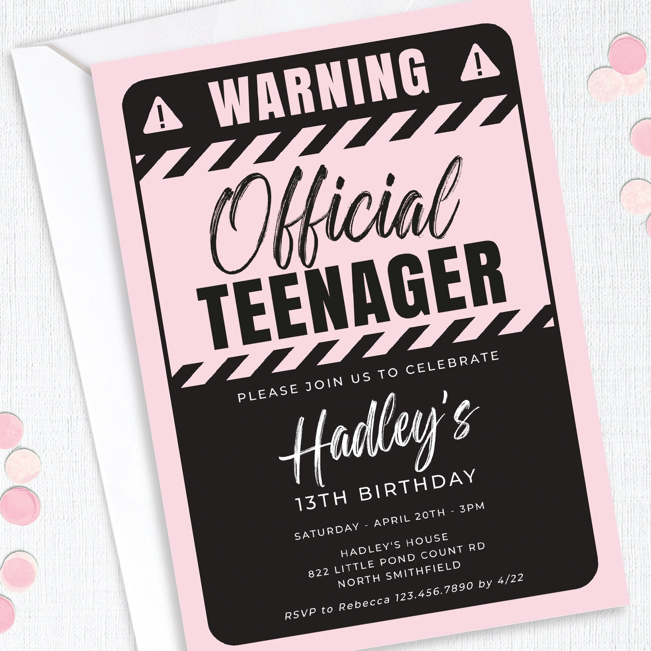 Editable Digital Birthday Invitation for 13th Birthday Girl, Party Idea ...