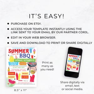 Editable Summer BBQ Flyer, Summer Cookout Flyer, Summer Picnic Flyer ...