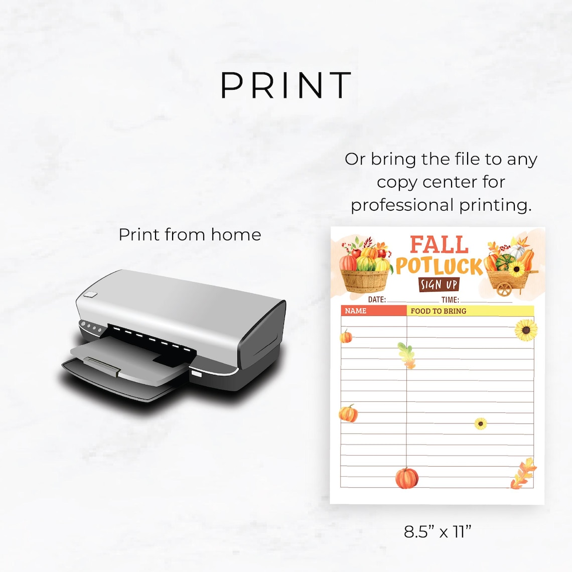 Printable Fall Food Potluck Sign up Sheet, Fall Potluck Flyer Instant ...