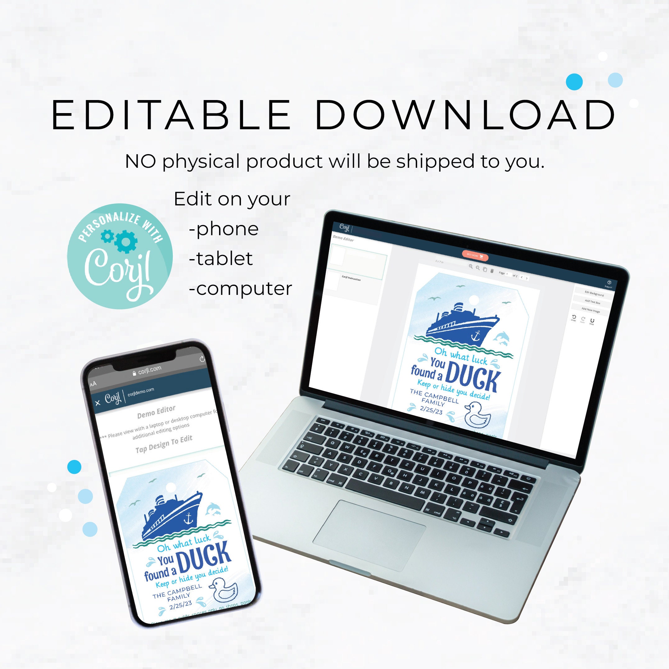 Editable Cruise Ship Duck Tags, Printable Tags for Cruising Ducks, DIY ...