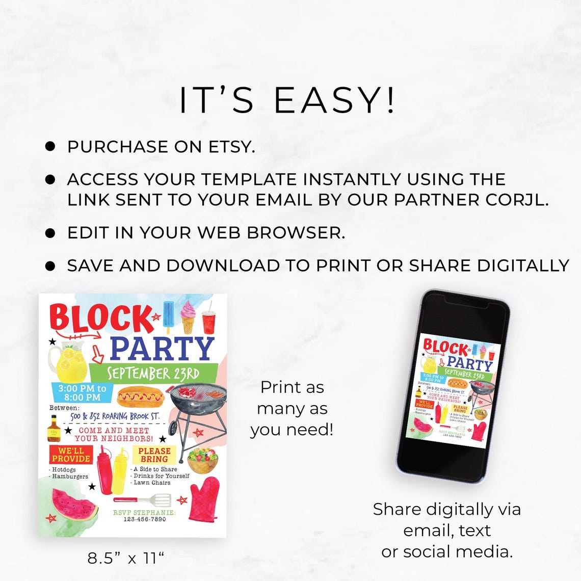 Editable Block Party Flyer Template, Neighborhood Backyard BBQ ...