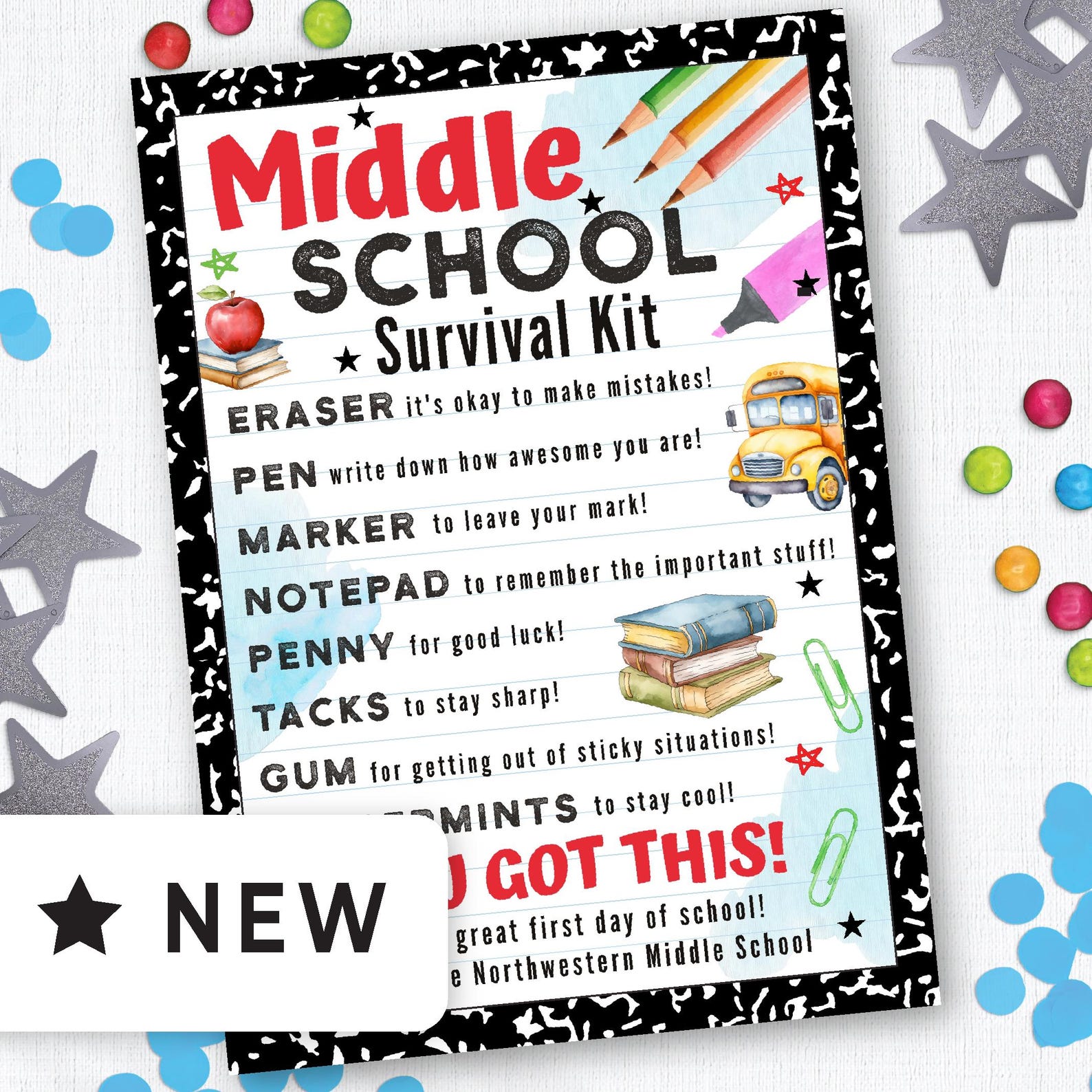 Editable Middle School Survival Tag Printable, Survival Kit Tag for ...