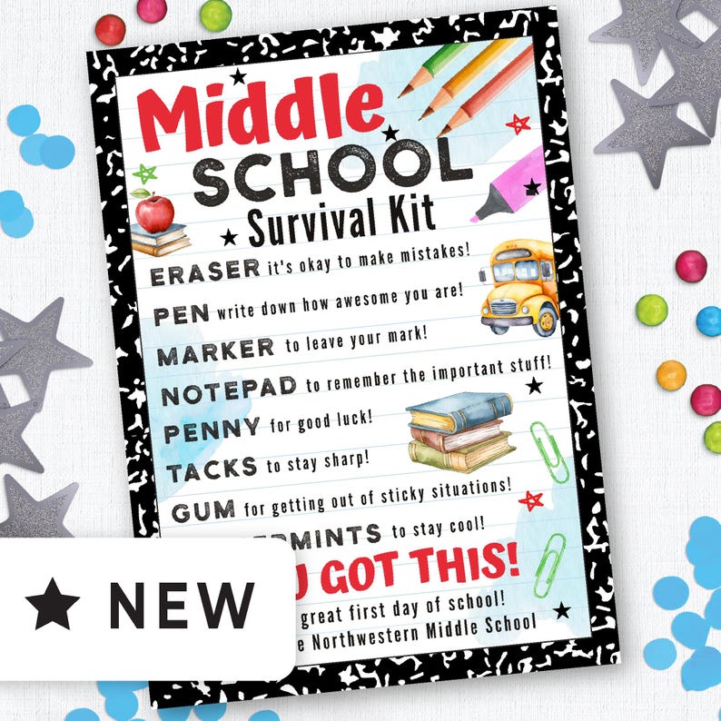 Editable Middle School Survival Tag Printable, Survival Kit Tag for ...