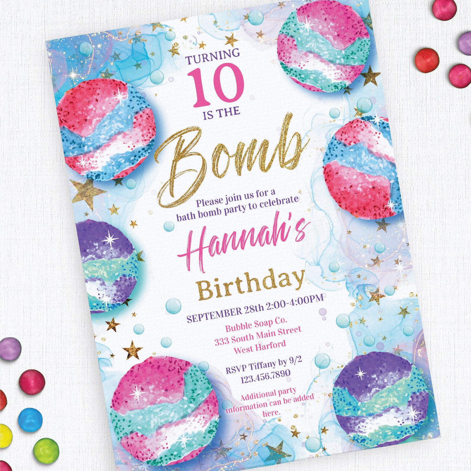 Editable Bath Bomb Birthday Party Invite, Soap Bath Bomb Making Party ...