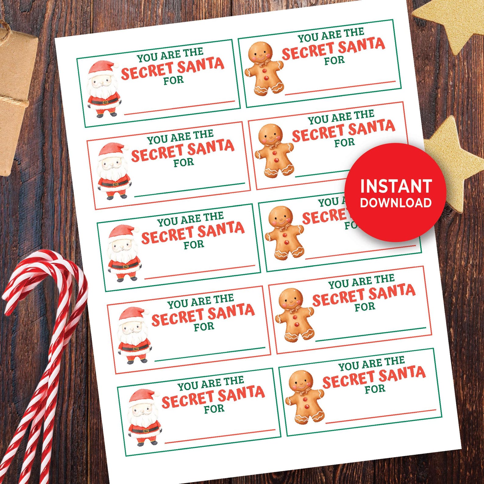 Secret Santa Draw Tags for Secret Santa Gift Exchange Instant Download ...