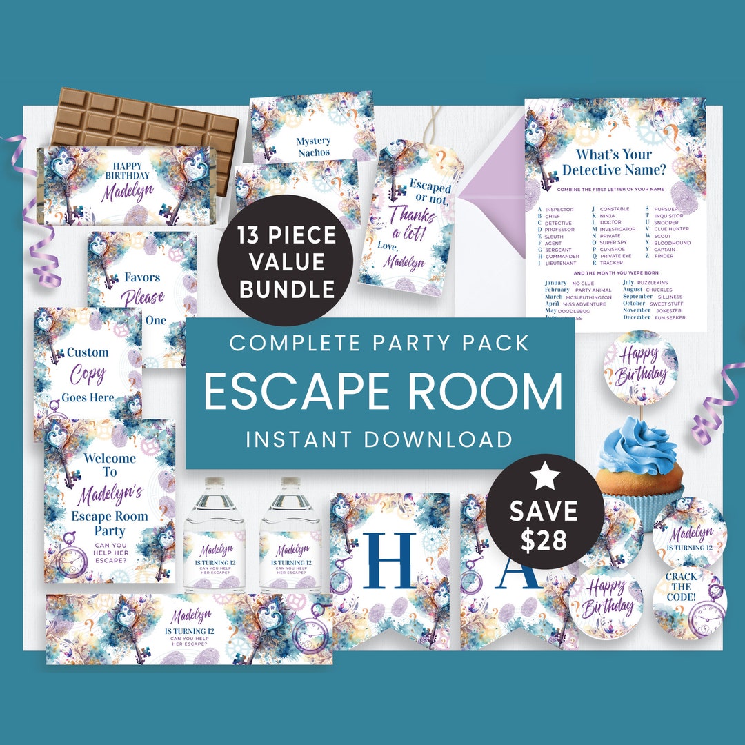 Editable Bundle Escape Room Party Girl Digital Download, Kid Mystery ...