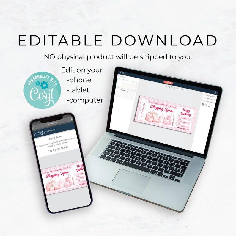 Editable Shopping Spree Voucher, Shopping Trip Birthday Coupon ...