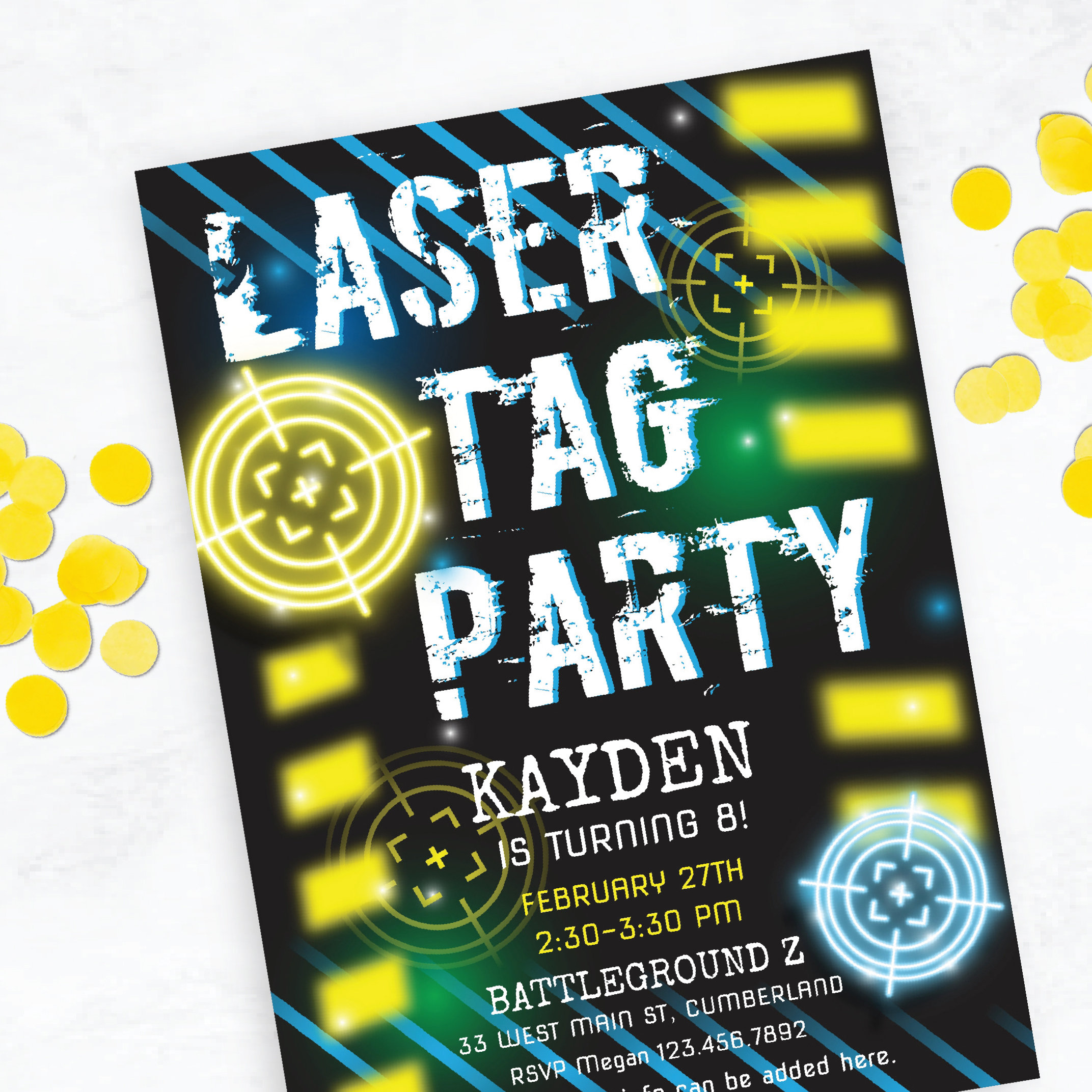 Editable Template Laser Tag Birthday Party Invitation for Indoor Laser ...