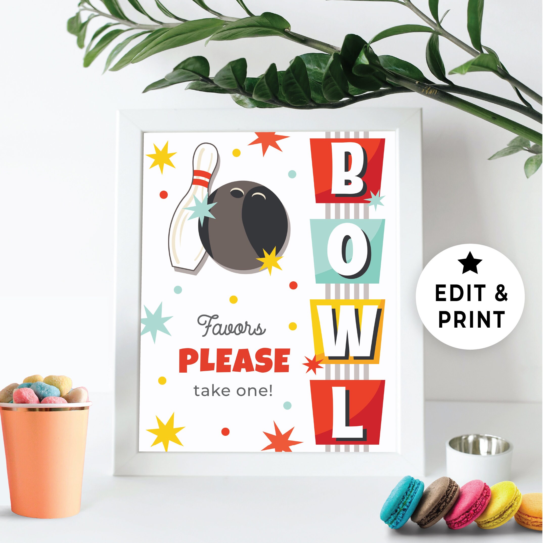 Editable Signs Bowling Birthday Decoration, Download Strike up Some Fun ...