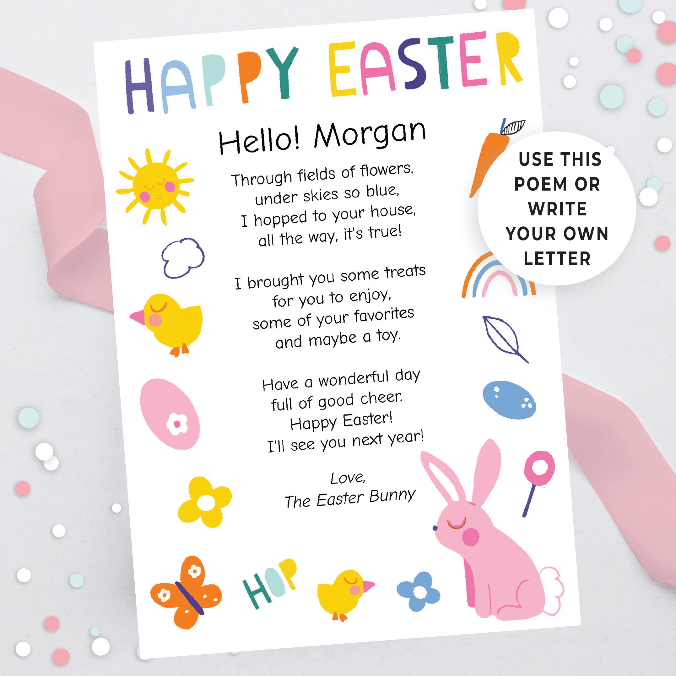 Editable Easter Bunny Letter Printable, Personalized Letter From the ...