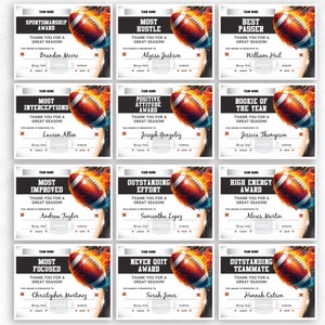 Football Awards Printable, End of Season/year Football Team Award ...