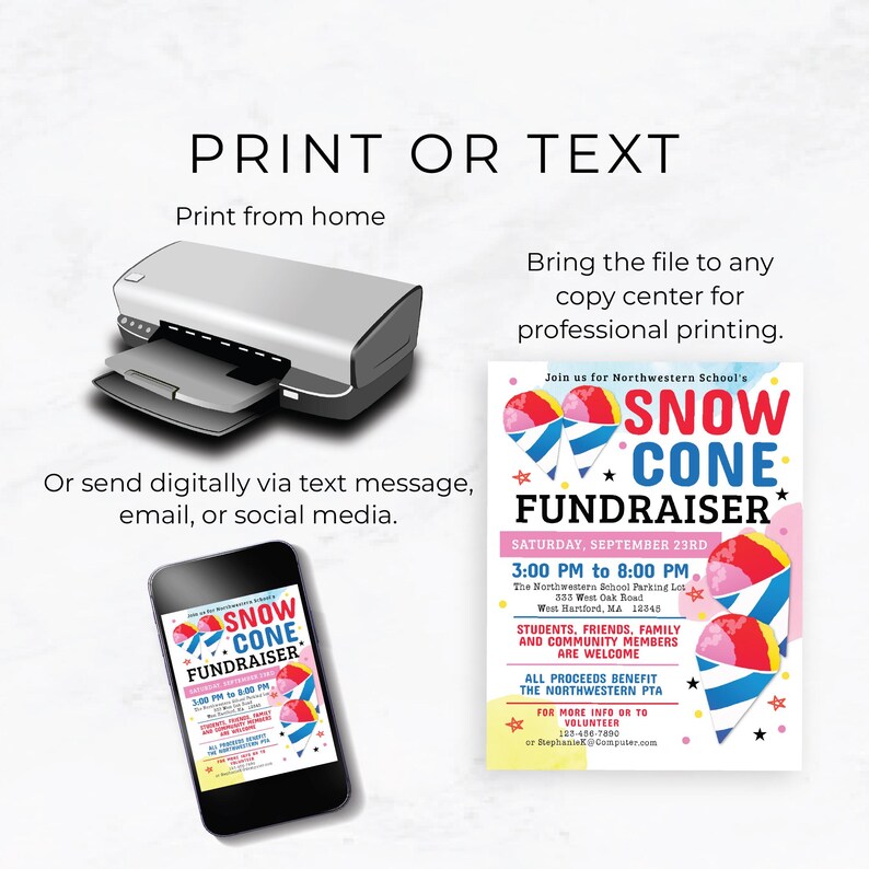 Editable Snow Cone Fundraiser Template, Snow Cone Party Flyer, Snow ...