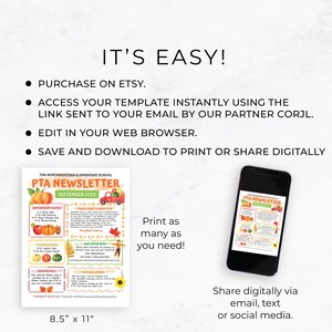 Editable PTO PTA Fall Newsletter Template, September, October or ...