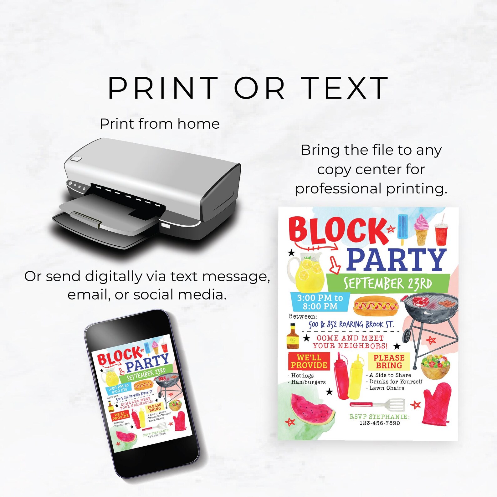 Editable Block Party Flyer Template, Neighborhood Backyard BBQ ...