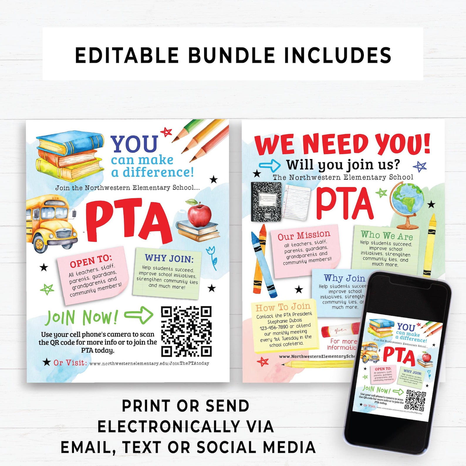 Editable PTO PTA Flyer Bundle Includes Newsletter, Volunteer ...