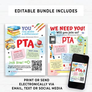 Editable PTO PTA Flyer Bundle Includes Newsletter, Volunteer ...