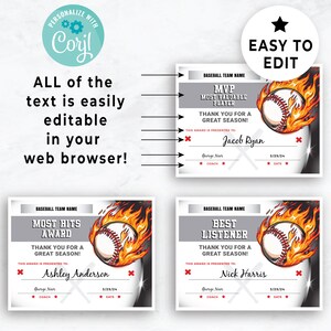 Baseball Awards Printable, End of Season/year Baseball Team Award ...