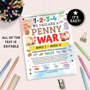 Editable Penny War Fundraiser Flyer, Penny Wars Flyer, PTA PTO Coin War ...