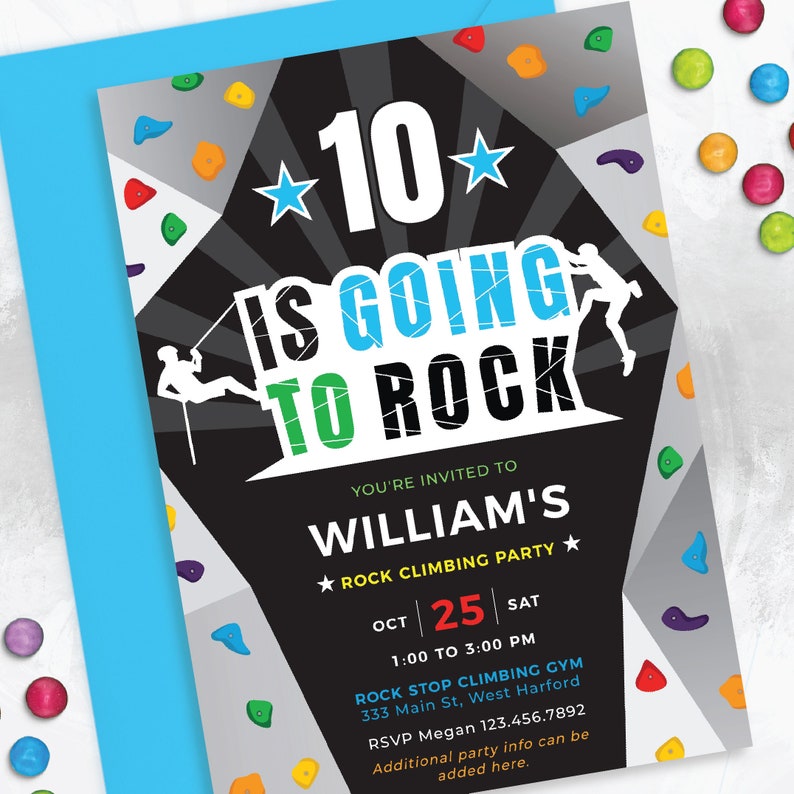 Editable Rock Climbing Invitation Digital Download, Rock Climbing ...