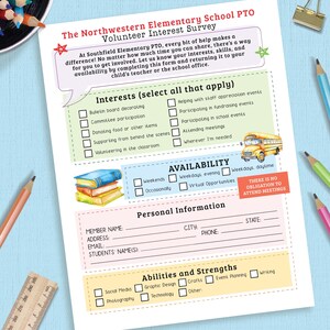 Editable PTO PTA Volunteer Interest Survey, PTA Interest Form, Pta Sign ...