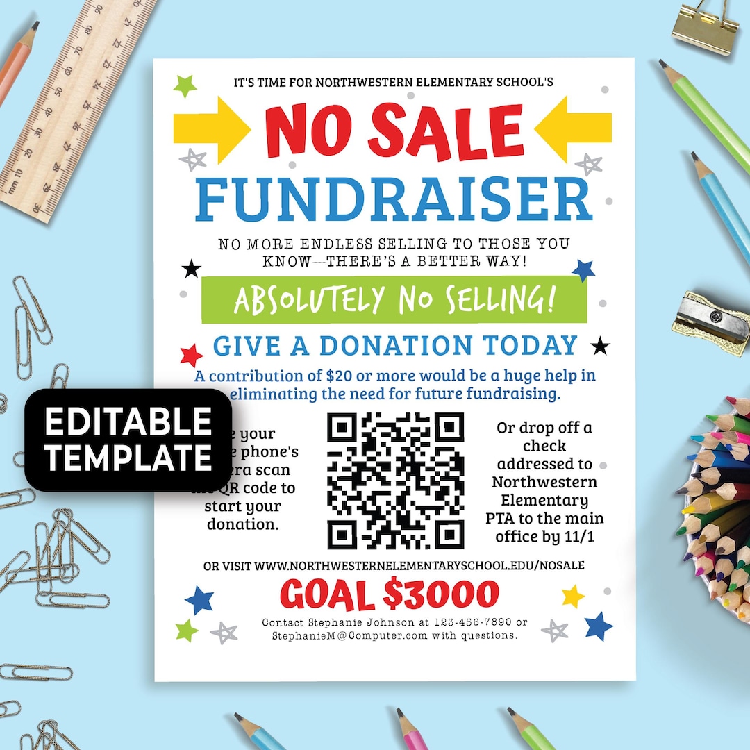 Editable No Sale Fundraiser Flyer for Any Non-profit Including PTA, PTO ...