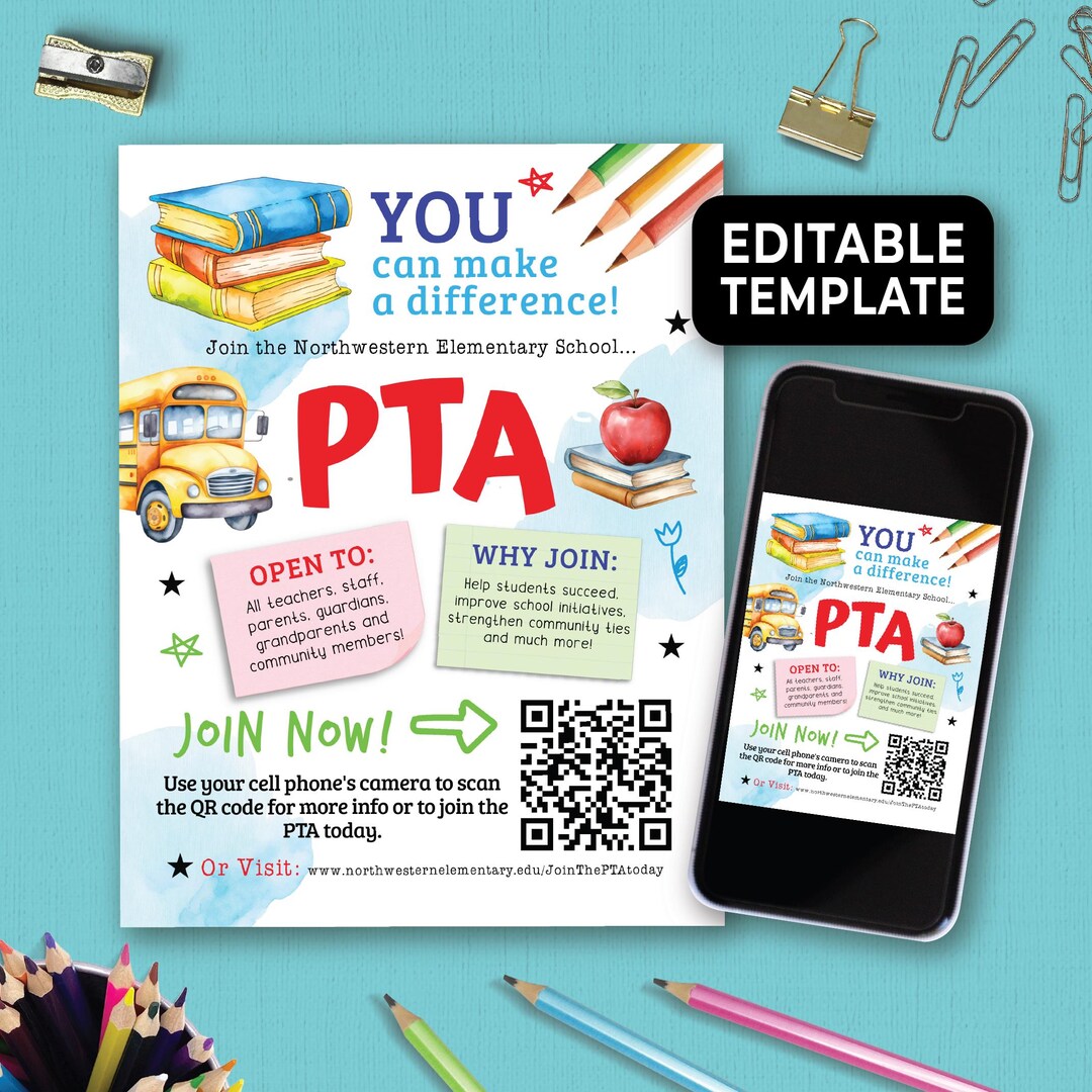 Editable PTO PTA Volunteer Flyer, PTA Membership Form, Pta Sign up ...