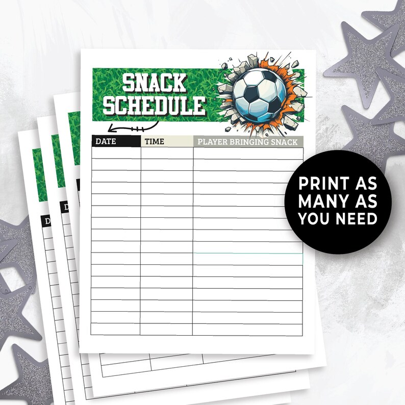 Soccer Snack Schedule Sign up Sheet, Game Day Snack List Sign Up ...
