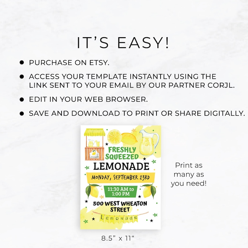 Editable Lemonade Stand Flyer, Kids Lemonade Stand Flyer Editable ...