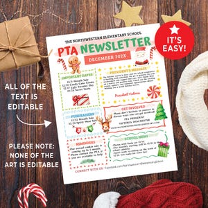 Editable PTO PTA Christmas Newsletter Template, December Fall ...