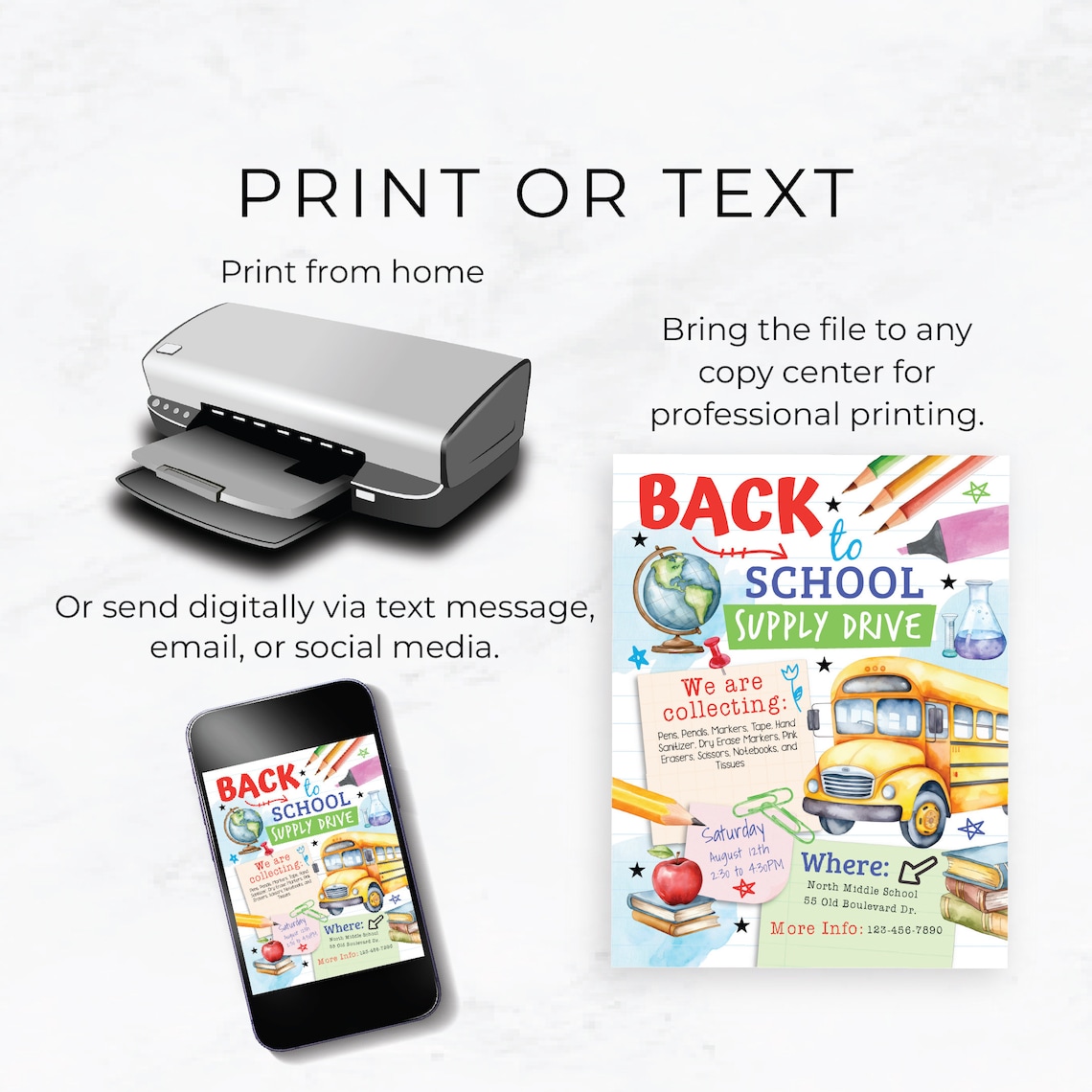 Editable School Supply Drive Flyer, Back to School Drive Flyer, School ...