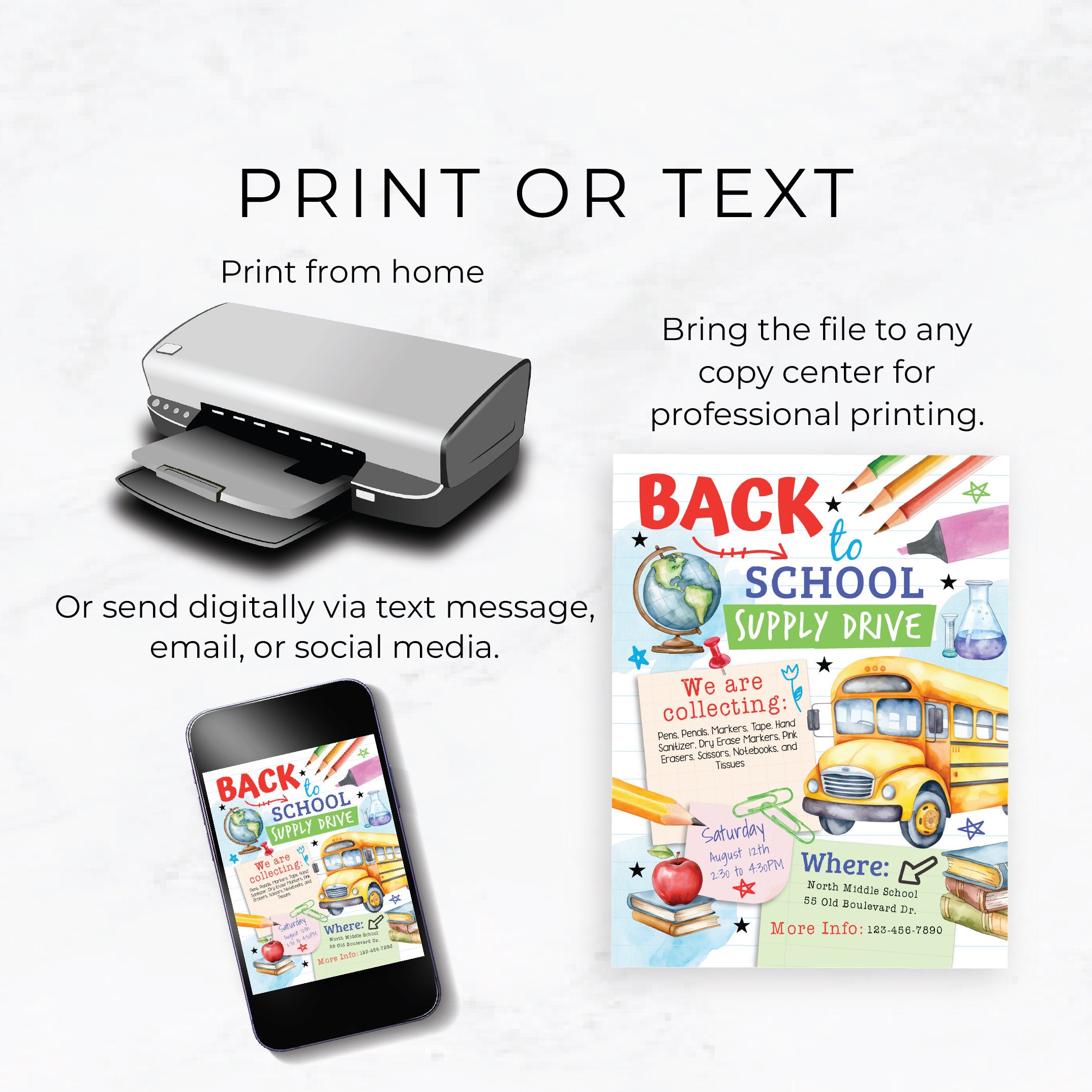 Editable School Supply Drive Flyer, Back to School Drive Flyer, School ...